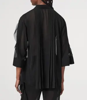 ALLSAINTS Chiffon Frill-trim Minna Shirt - Black