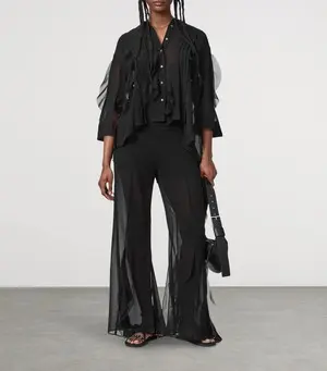 ALLSAINTS Chiffon Frill-trim Minna Shirt - Black