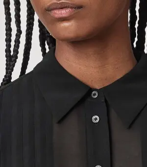 ALLSAINTS Chiffon Frill-trim Minna Shirt - Black