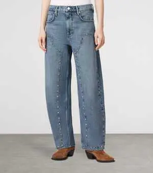 ALLSAINTS Sadie Studded Barrel-leg Jeans