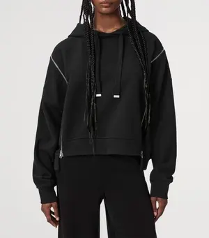 ALLSAINTS Organic Cotton Zip-detail Ciara Hoodie - Black