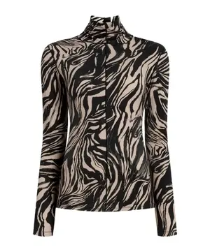 Proenza Schouler Audrey Marble-print Top - Black