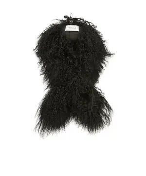 YVES SALOMON Curly Mongolian Lamb Scarf - Black