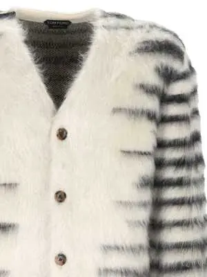 TOM FORD Striped Mohair-blend Cardigan