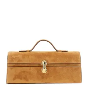 Savette Symmetry Slim Suede Clutch Bag - Tan