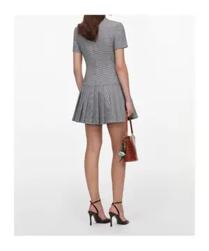 SELF-PORTRAIT Check Pleated Mini Dress