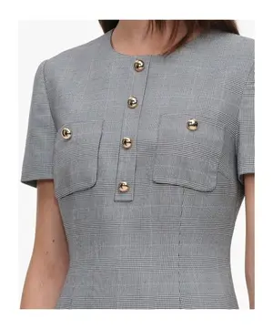 SELF-PORTRAIT Check Pleated Mini Dress