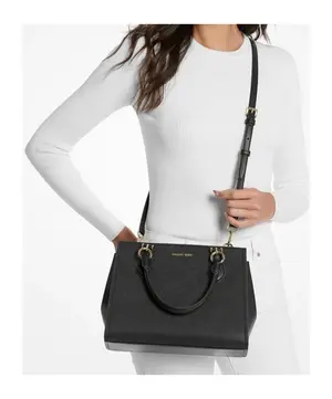 Michael Kors Marilyn Saffiano Leather Satchel - Black