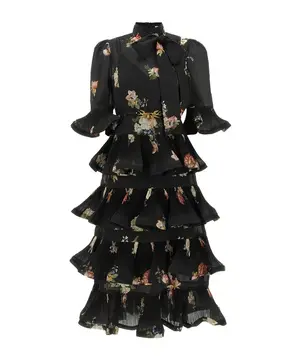 Zimmermann Pleated Sleeved Midi Dress