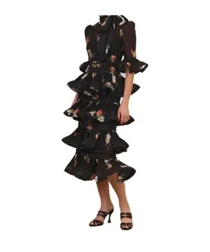 Zimmermann Pleated Sleeved Midi Dress