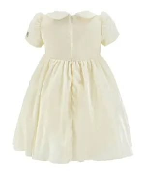 Monnalisa Rose-appliqué Velvet Dress