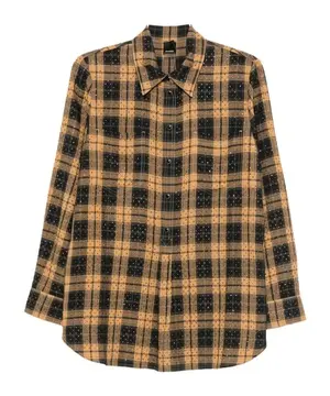 Pinko Rhinestone-embellished Checked Shirt