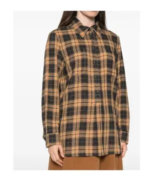Pinko Rhinestone-embellished Checked Shirt