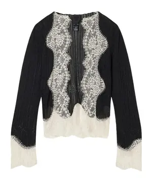 Anna Sui Lace-trimmed Jersey Cardigan - No