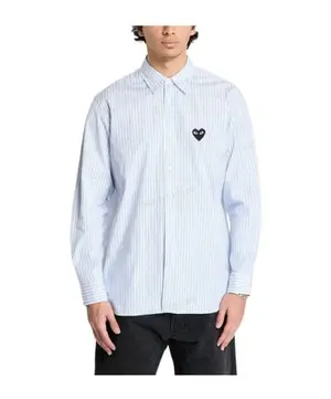 Play Comme Des Garcon Black Heart Striped Shirt - White