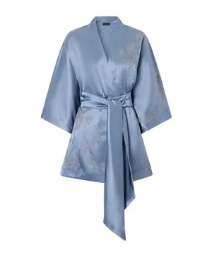 Carine Gilson Lace-embroidered Silk-satin Robe