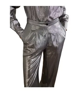 Giuliva Heritage Pleated Lamé Wide-leg Pants