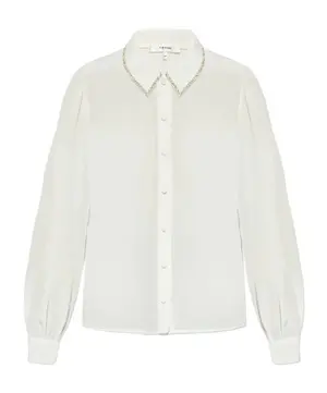 FRAME Bead-embellished Silk Shirt