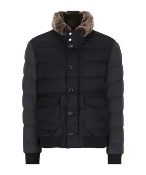 MOORER Fur-collar Quilted Jacket