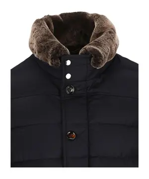 MOORER Fur-collar Quilted Jacket