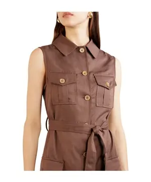 Giuliva Heritage Belted Silk And Linen-blend Midi Dress