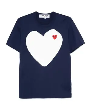 Play Comme Des Garcon Heart Appliqué T-shirt - Blue