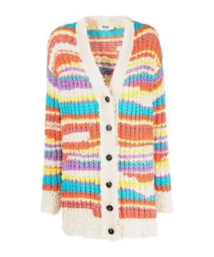 MSGM Striped Chunky Knit Cardigan - No
