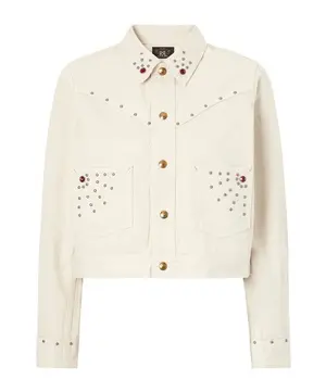 Ralph Lauren Ida Cropped Embellished Denim Jacket