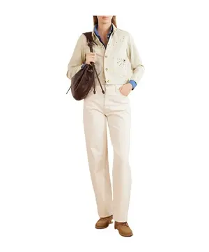 Ralph Lauren Ida Cropped Embellished Denim Jacket