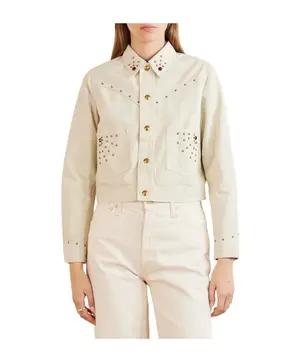 Ralph Lauren Ida Cropped Embellished Denim Jacket