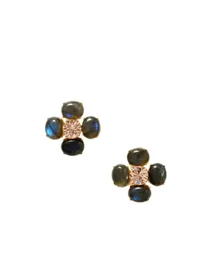 JENNIFER BEHR Gold-plated Labradorite And Crystal Earrings - Green
