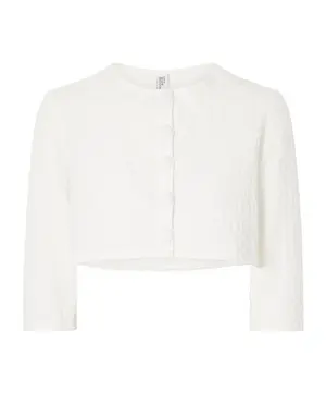 Lisa Marie Fernandez Cropped Floral-jacquard Cardigan - White