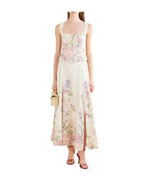 Charo Ruiz Ibiza Floral-print Cotton-blend Maxi Skirt