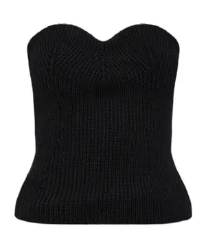 JIL SANDER Ribbed-knit Strapless Top