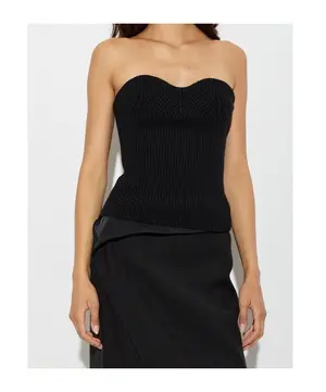 JIL SANDER Ribbed-knit Strapless Top