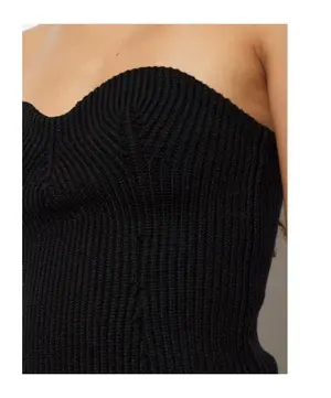 JIL SANDER Ribbed-knit Strapless Top