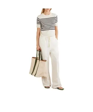 Rue De Verneuil Large Leather And Webbing-trimmed Canvas Tote