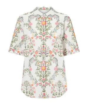 Borgo De Nor Printed Broderie Anglaise Cotton Shirt - No