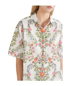 Borgo De Nor Printed Broderie Anglaise Cotton Shirt - No