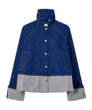 Brandon Maxwell Wells Trapeze Denim Jacket - Blue