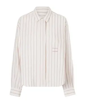 Calvin Klein Amari Pinstriped Cotton And Silk-blend Shirt