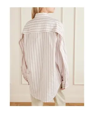 Calvin Klein Amari Pinstriped Cotton And Silk-blend Shirt