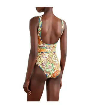 ALEMAIS Belted Floral-print Swimsuit