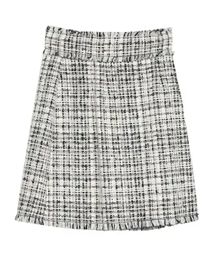 Dolce & Gabbana Colorblock Tweed Aline Skirt - White