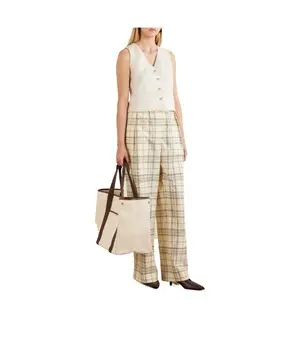 Rue De Verneuil Large Leather And Webbing-trimmed Canvas Tote