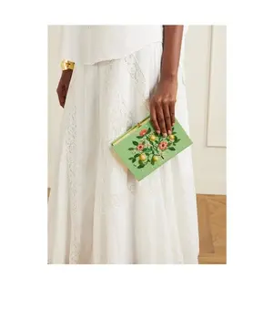 OLYMPIA LE-TAN Appliquéd Embroidered Canvas Clutch - No