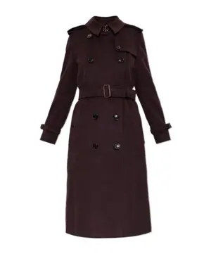 Burberry Long-sleeved Double-breasted Coat - Claret