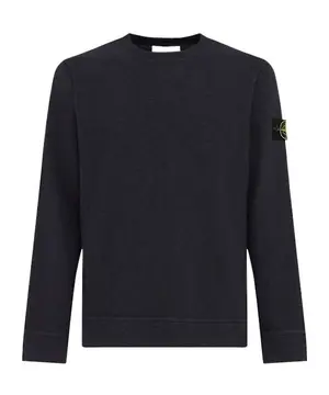 Stone Island Crew Neck Sweatshirt With Logo - Black
