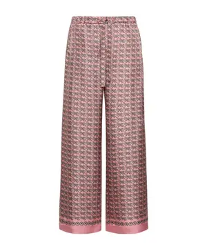 Max Mara Printed Silk Twill Trousers With Drawstring - Pink
