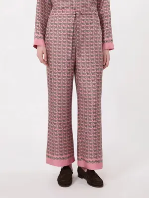 Max Mara Printed Silk Twill Trousers With Drawstring